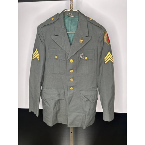 Jackets & Coats | Vintage Us Army Dress Green Jacket Uniform Coat With ...